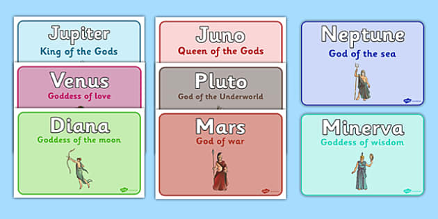 Roman Gods Table Group Signs One-Sided (teacher made)