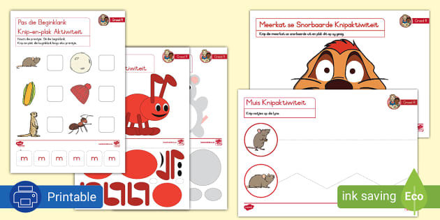 Knip-en-Plak Aktiwiteite Letter M (teacher made) - Twinkl