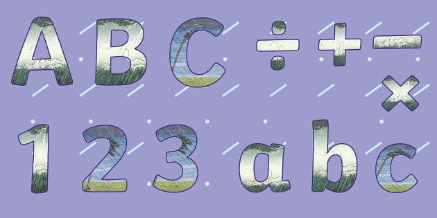 Natural Phenomena Bulletin Board Letters and Numbers