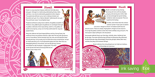 Fifth Grade Diwali Reading Comprehension Activity
