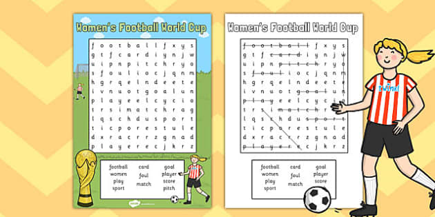 Womens Football World Cup 2015 Wordsearch (teacher made)
