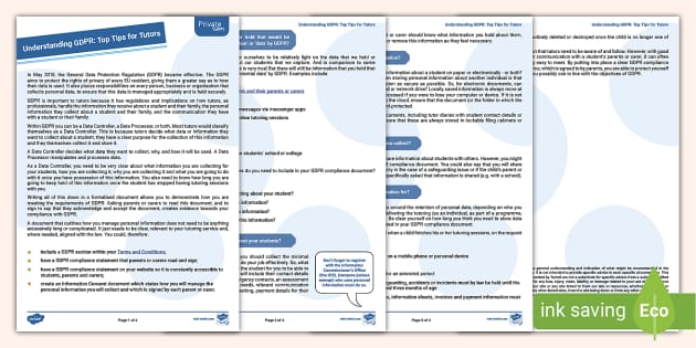GDPR - Top Tips for Tutors (teacher made) - Twinkl