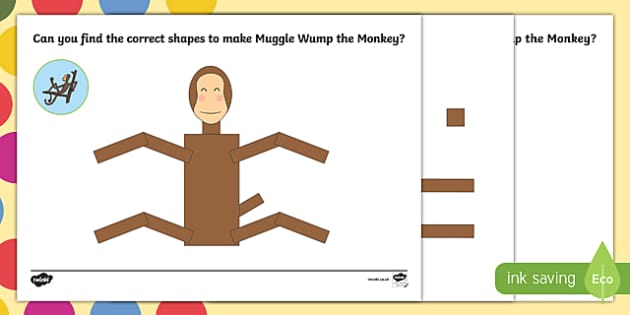 FREE! - Monkey Shapes Worksheet | Teaching on The Enormous Crocodile