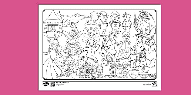 Fairy Tales Colouring Montage (teacher made) - Twinkl