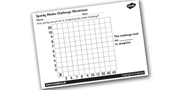 Speedy Maths Challenge Worksheet - Twinkl