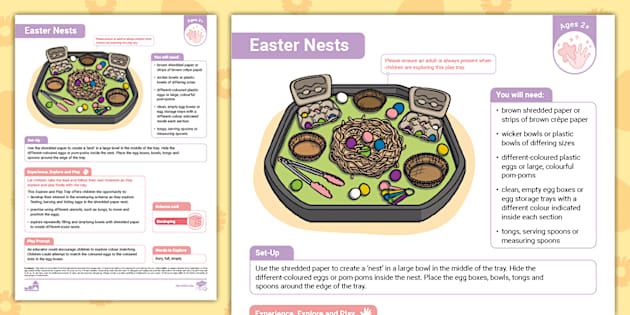 Ages 2-3 Explore and Play Tray: Easter Nests | Twinkl