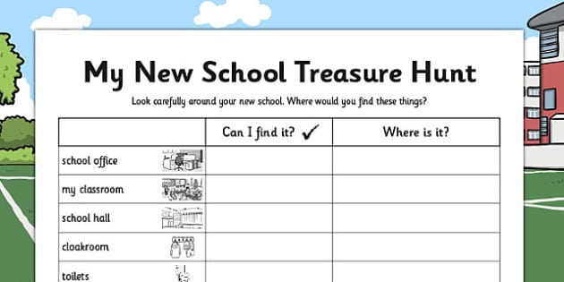 "My New School" - Treasure Hunt for Teachers (teacher made)