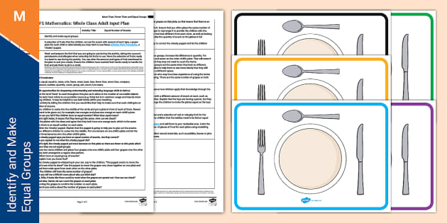 EYFS Same Amount of Snack Counting Activity Adult Input Plan and ...