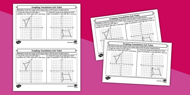 Eighth Grade Graphing Translations Exit Ticket - Twinkl