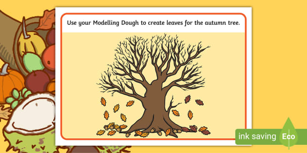 Autumn Tree Modelling Dough Mat (teacher made) - Twinkl
