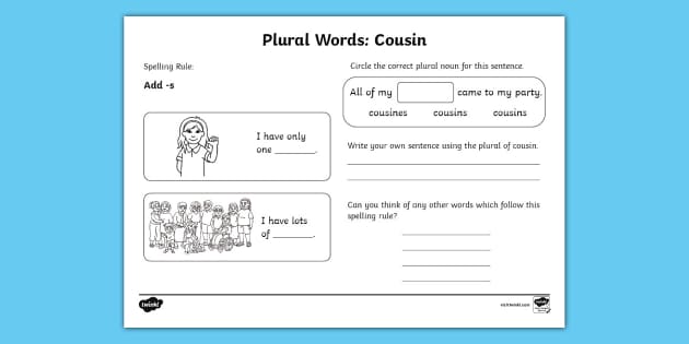 Cousin Plural Form Activity Worksheet