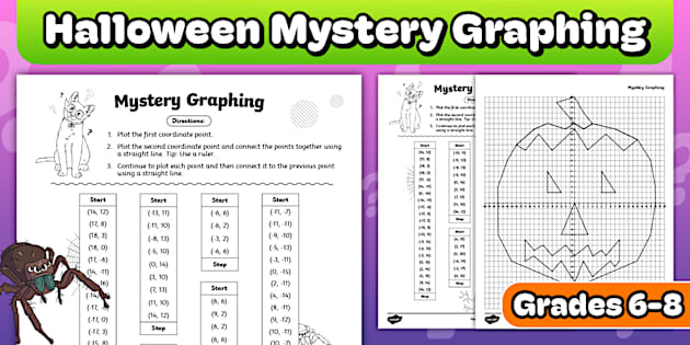 Halloween Pumpkin Mystery Graphing Worksheet for 6th-8th Grade