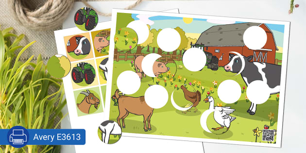 Farm Animals Sticker Puzzle - Fix the Picture Activity