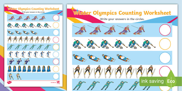 FREE! - Winter Olympics Counting Worksheet - Twinkl