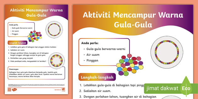 Aktiviti Sains Eksperimen Mencampur Warna Gula-Gula - Twinkl