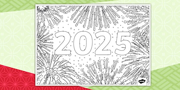 Hoja de colorear: Año 2025 - Mindfulness - Twinkl