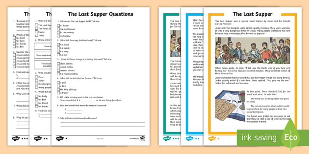 LKS2 The Last Supper Differentiated Reading Comprehension Activity