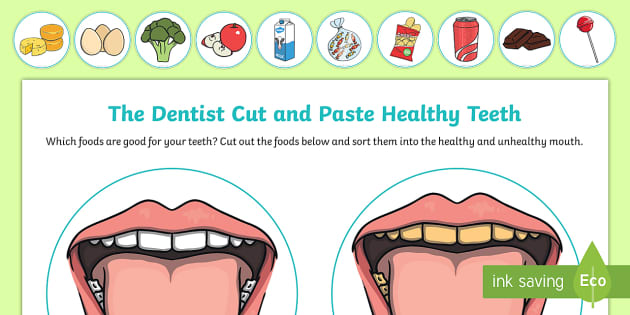 The Dentist Cut and Paste Healthy Teeth Activity Sheets
