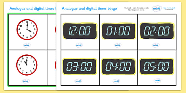 FREE! - Analog and Digital O' Clock Bingo (teacher made)