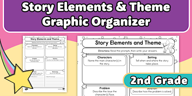 Second Grade Story Elements and Theme Graphic Organizer