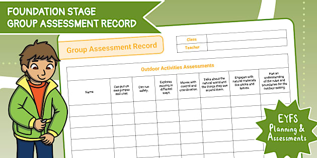 NI EYFS FS Outdoor Activities Group Assessment Record