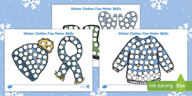 Winter Clothes Button Placing Fine Motor Skills Activity