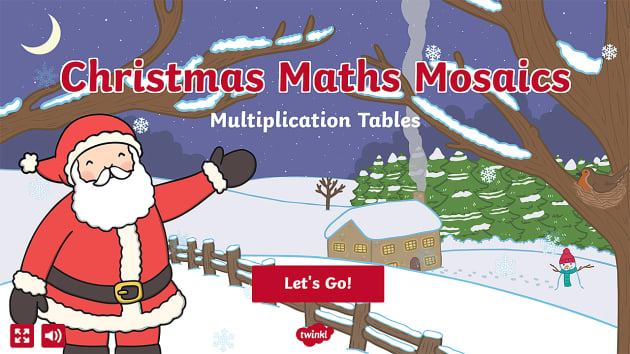 Christmas Maths Mosaics: Multiplication Tables Game - Twinkl