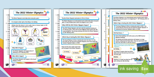 KS1 Winter Olympics Differentiated Reading Comprehension