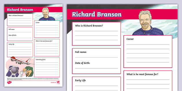 Richard Branson Fact File Template (Teacher-Made) - Twinkl
