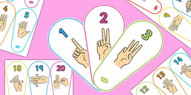 British Sign Language 0-20 Number Fan (Signer's View)