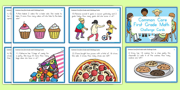 Common Core First Grade OA1 Math Task Challenge Cards