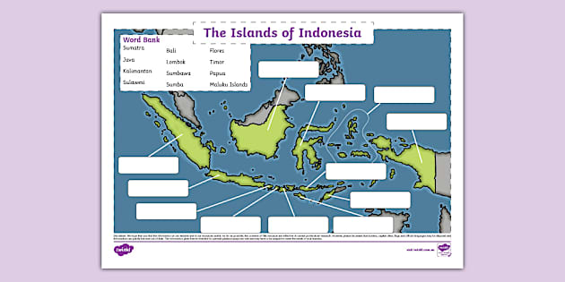 Indonesian Islands Colourful Labelling Activity | Twinkl