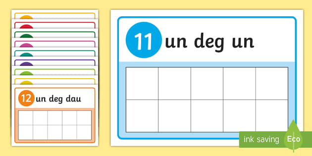 11 to 20 in Welsh Number Frame Playdough Mats (teacher made)