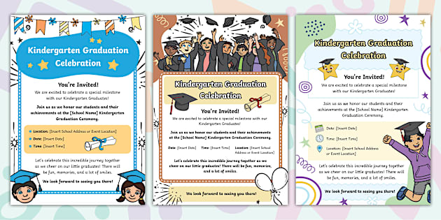 Editable Kindergarten Graduation Invitation Template | Printable Invite for