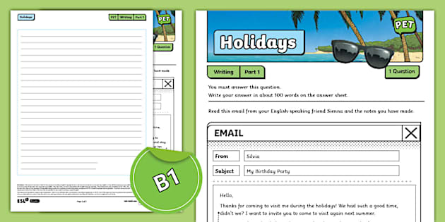 B1 Preliminary (PET) Writing Part 1 Practice (teacher made)