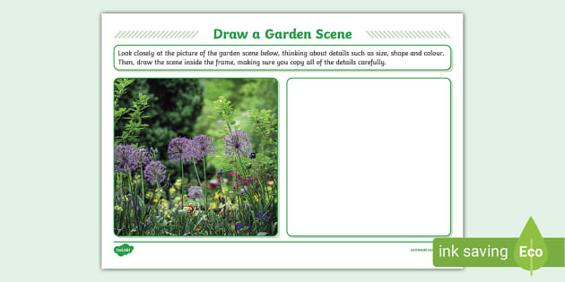 Garden Drawing Activity (Teacher-Made) - Twinkl
