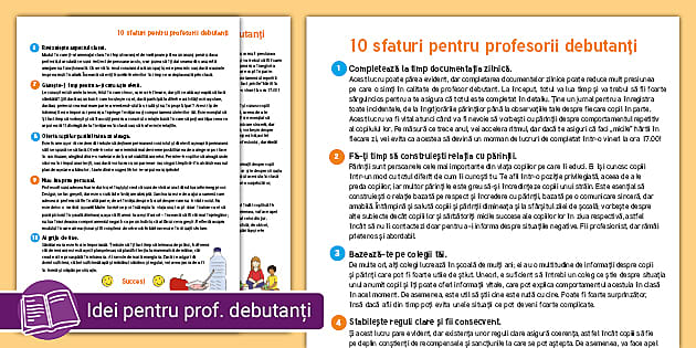 FREE! - 10 sfaturi pentru profesorii debutanți – Ghid pentru început de
