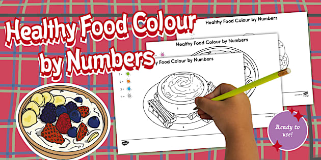 Healthy Food Colour by Numbers Worksheet