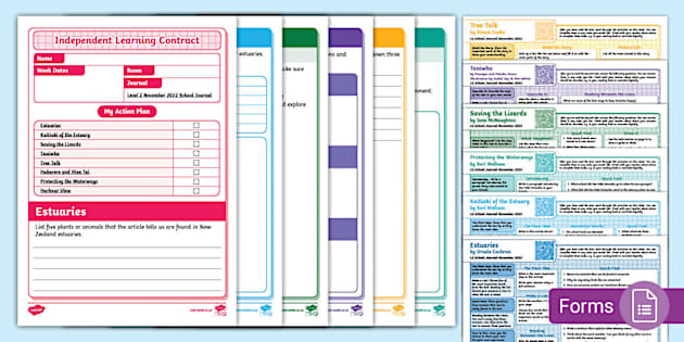 Level 2 November 2022 School Journal Independent Learning Contract Pack