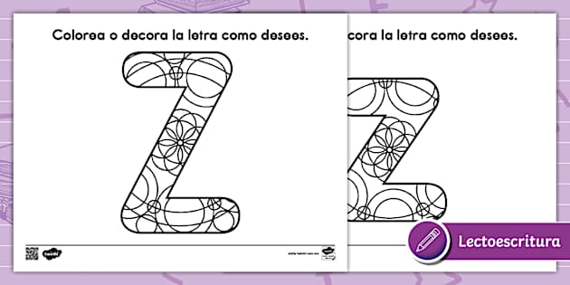 Hoja para colorear: La letra Z (teacher made) - Twinkl