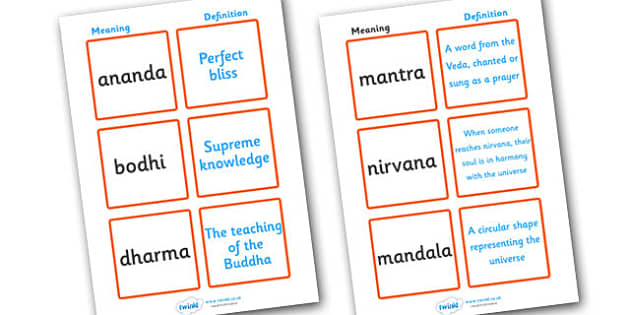 Buddhism Definition Matching Cards (teacher made) - Twinkl