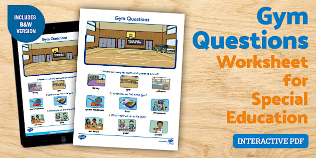 Gym at School Comprehension Worksheet for Special Education