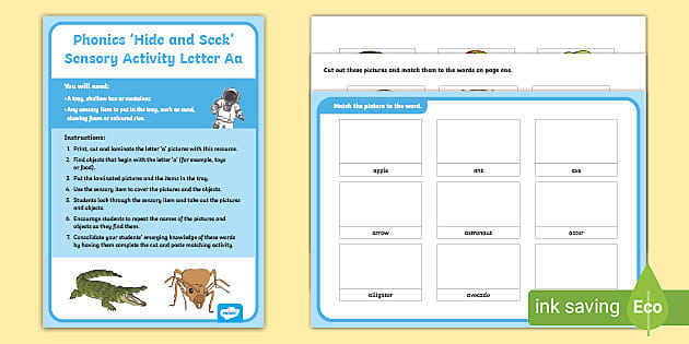 Phonics 'Hide and Seek' Sensory Activity - Letter Aa