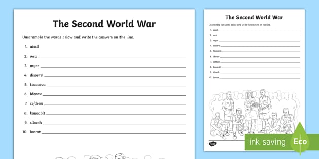 The Second World War Word Unscramble (teacher made) - Twinkl