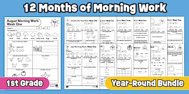 First Grade 12 Months of Morning Work Bundle