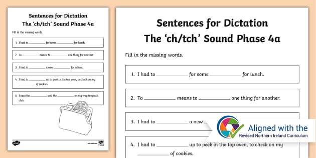 Linguistic Phonics 4a 'ch/tch' Sound Dictation Sentences