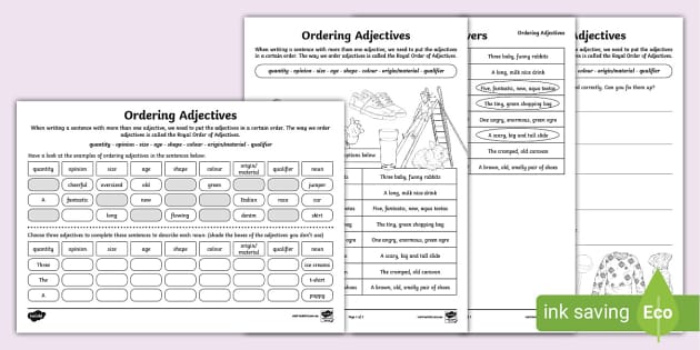 Order of Adjectives Exercises | Primary Resources