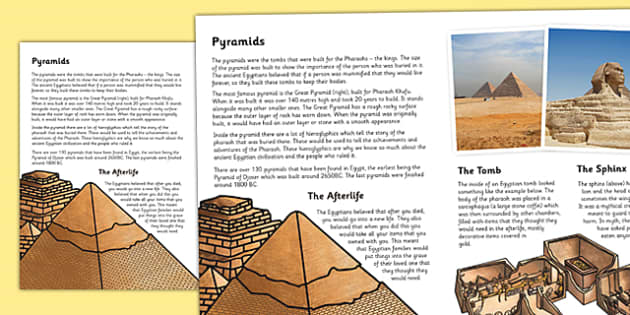 The Ancient Egyptians The Pyramids Information Print Out - egypt