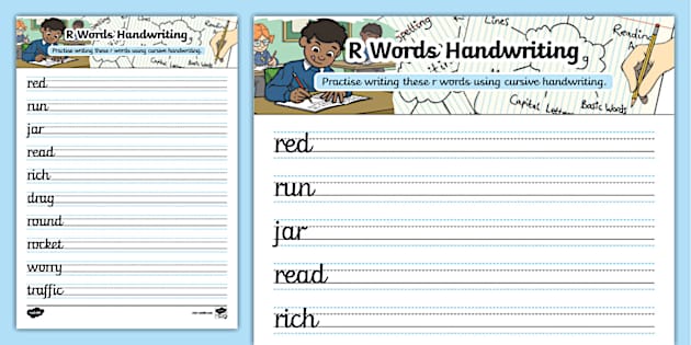 * NEW * R Words Handwriting Practice Worksheet - Twinkl