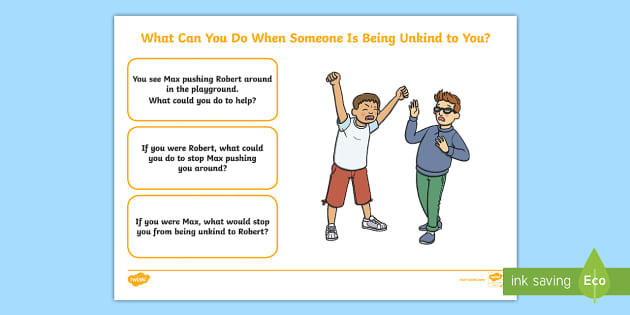 What Can You Do When Someone Is Being Unkind to You? Boys -Worksheet